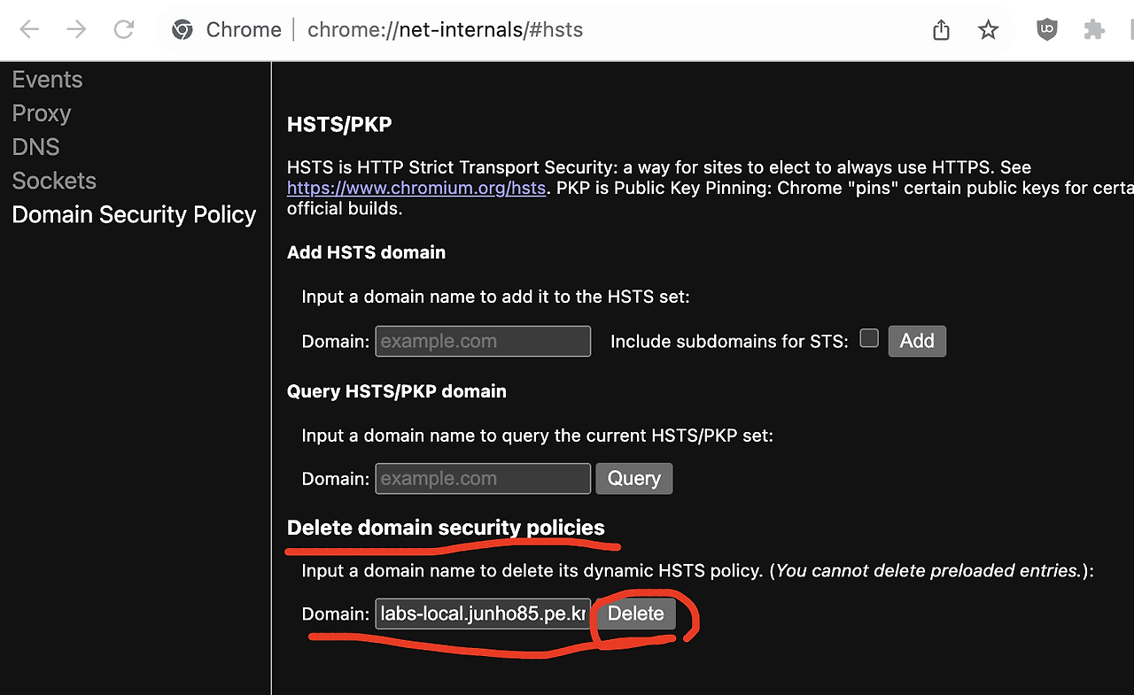 크롬 브라우저에서 http 로 접근하기. https 로 자동 리다이렉트 방지