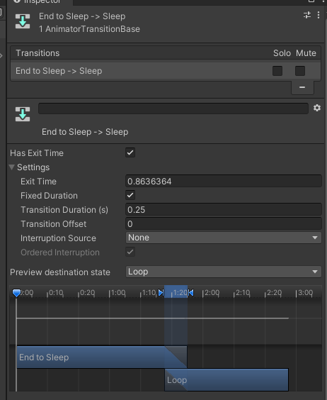 Animator State Transition : Has Exit Time — 끄적끄적 코딩 공방