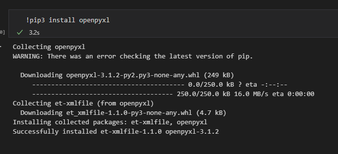ModuleNotFoundError: No module named 'openpyxl'