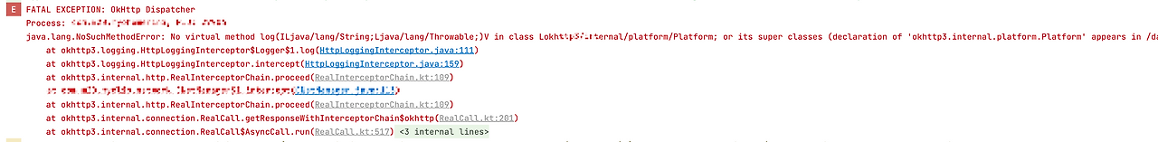 [Android] java.lang.NoSuchMethodError: No virtual method log(ILjava/lang/String;Ljava/lang ...
