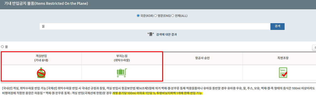 국제선 기내반입 금지 물품 수하물 규정캐리어 액체 화장품 보조배터리 용량 등
