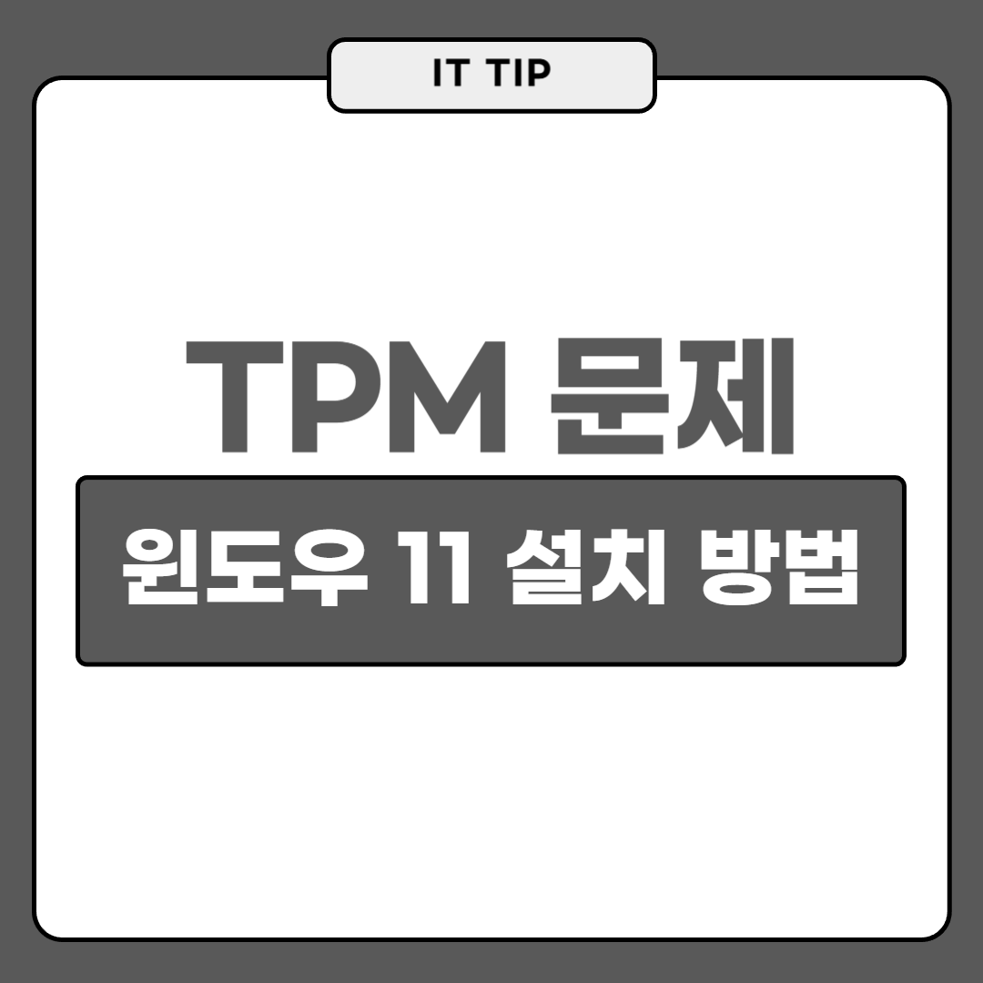 [TPM 문제] 윈도우 11 설치 오류 시 해결 방법