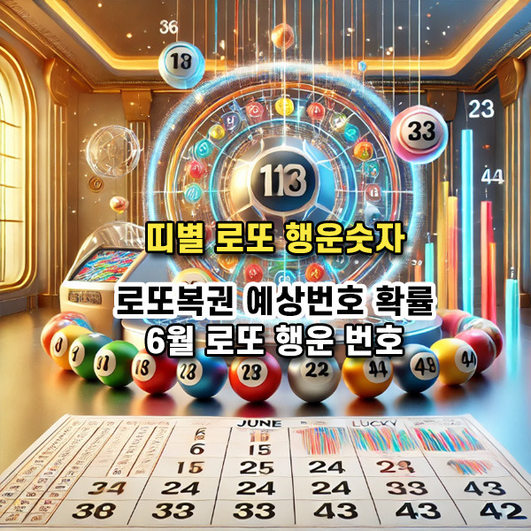 6월 소띠 로또 행운 번호 1126회 로또복권 예상번호 확률 추첨기 3호기 모의번호 분석표 띠별 로또 행운숫자 이번주 당첨번호