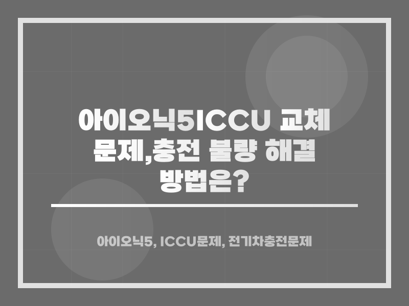 아이오닉5 ICCU 교체 문제, 충전 불량 해결 방법은? | 차카