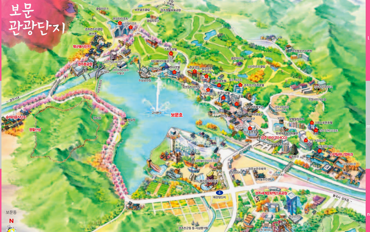경주 관광지도 크게 보기 남산권 대릉원 보문 관광단지 명소