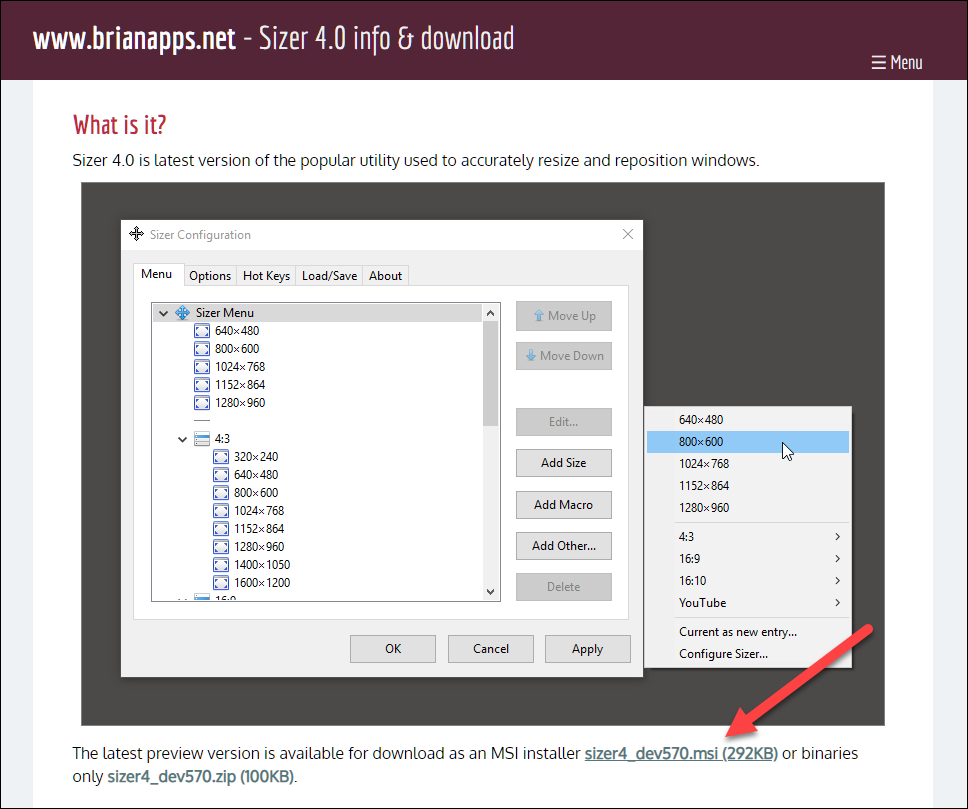 Sizer 4.0: 윈도우 10 창 크기를 딱 맞게 조절하자! :: 아크윈 :: 아크몬드의 윈도우 블로그
