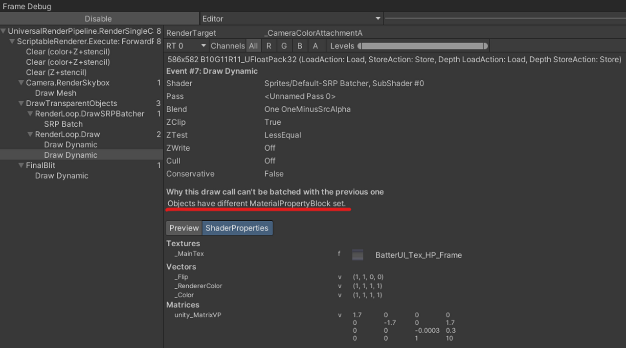 URP에서 SpriteRenderer는 SRP Batcher가 작동하지 않았던 이유 조사
