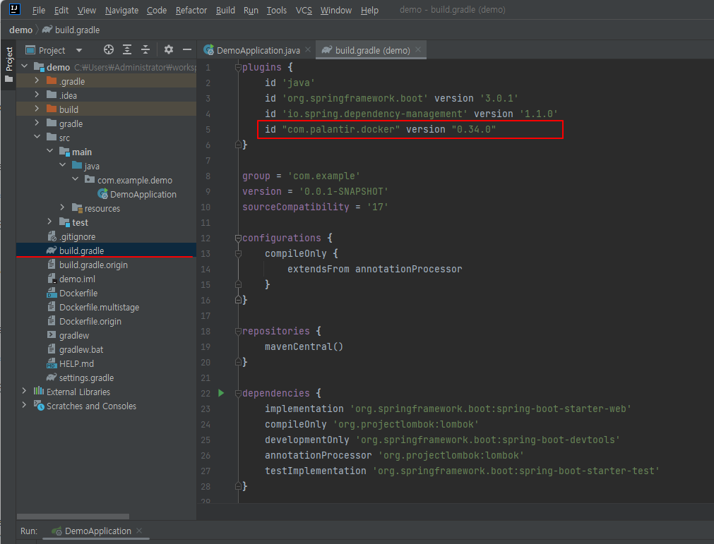 [원도우] Spring Boot 프로젝트 Gradle로 Docker 이미지 빌드하기