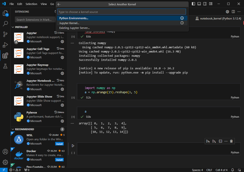 윈도우에 만드는 파이썬 개발 환경; 4. VSCode에 Jupyter연결