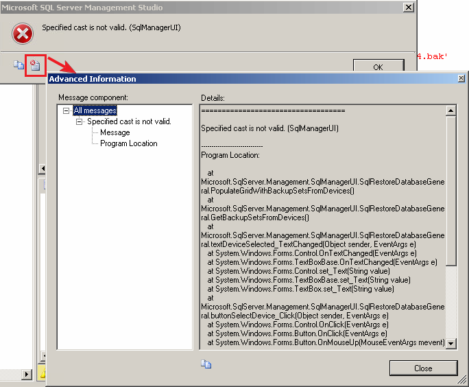 ms-sql-retore-specified-cast-is-not-valid-sqlmangerui