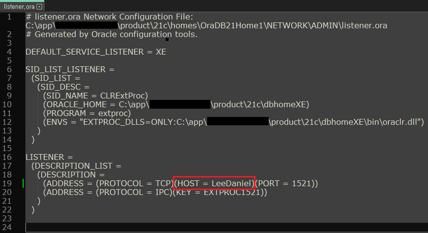 [Oracle] TNS-12545: 대상 호스트 또는 개체가 존재하지 않아 연결에 실패했습니다