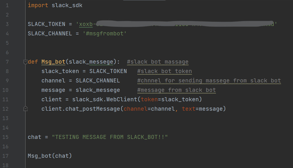 Python] 슬랙 Slack 메신저 봇 만들기 - 코드 포함 초간단 코딩