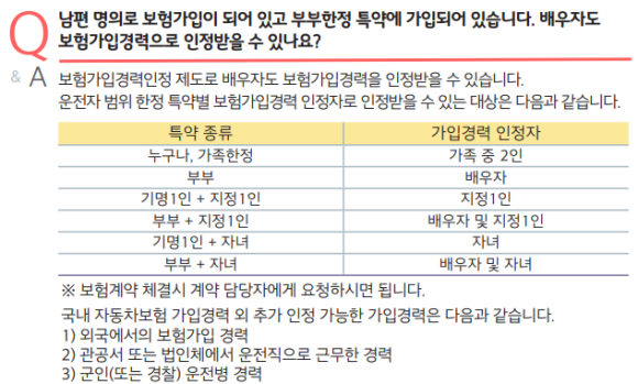 자동차보험 자녀 추가운전자 문의 보험가입경력인정제도