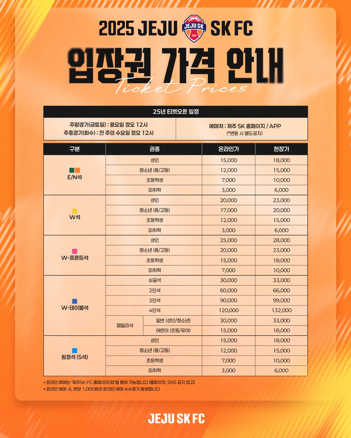 제주SKFC 2025시즌 제주월드컵경기장 좌석별 티켓 요금, 좌석 배치도,요금 할인,예매링크, 주차 꿀팁 총정리