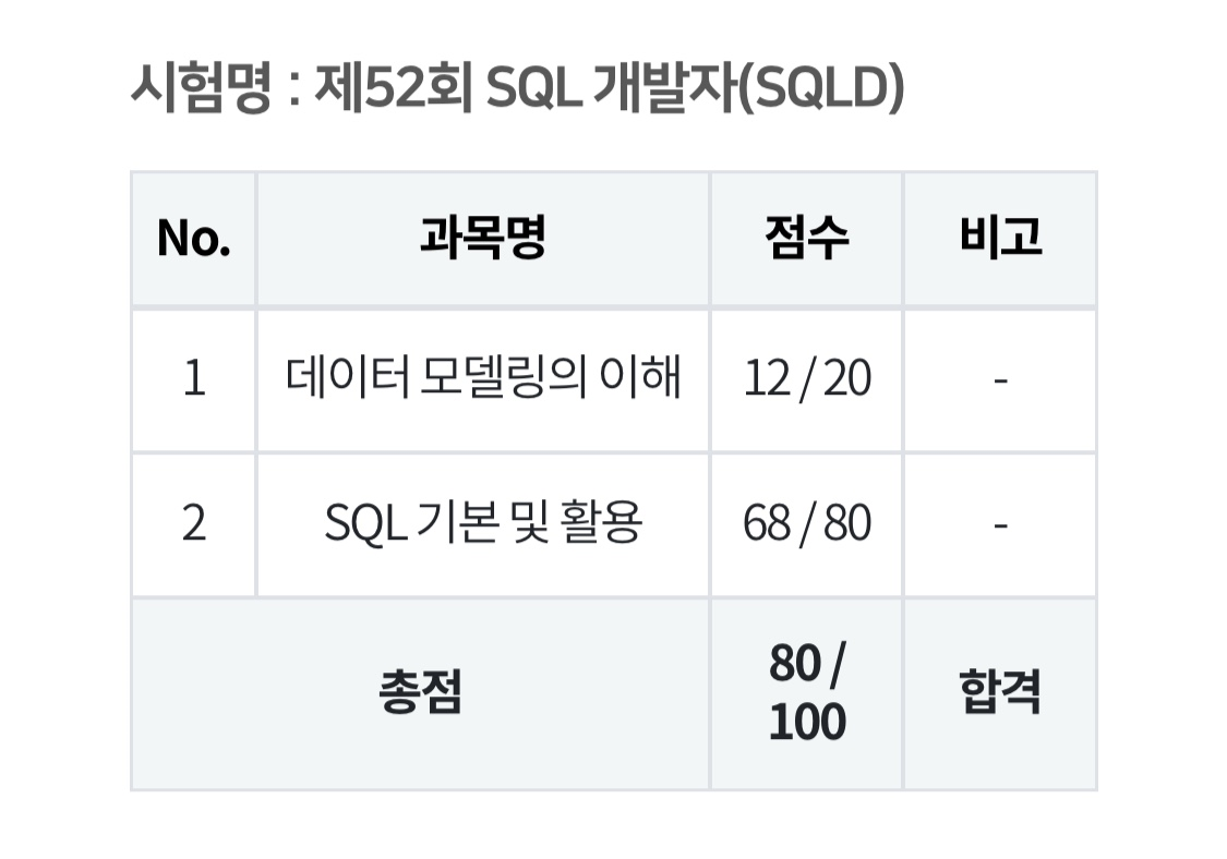 전공자의 Sqldsql 개발자 52회 합격후기
