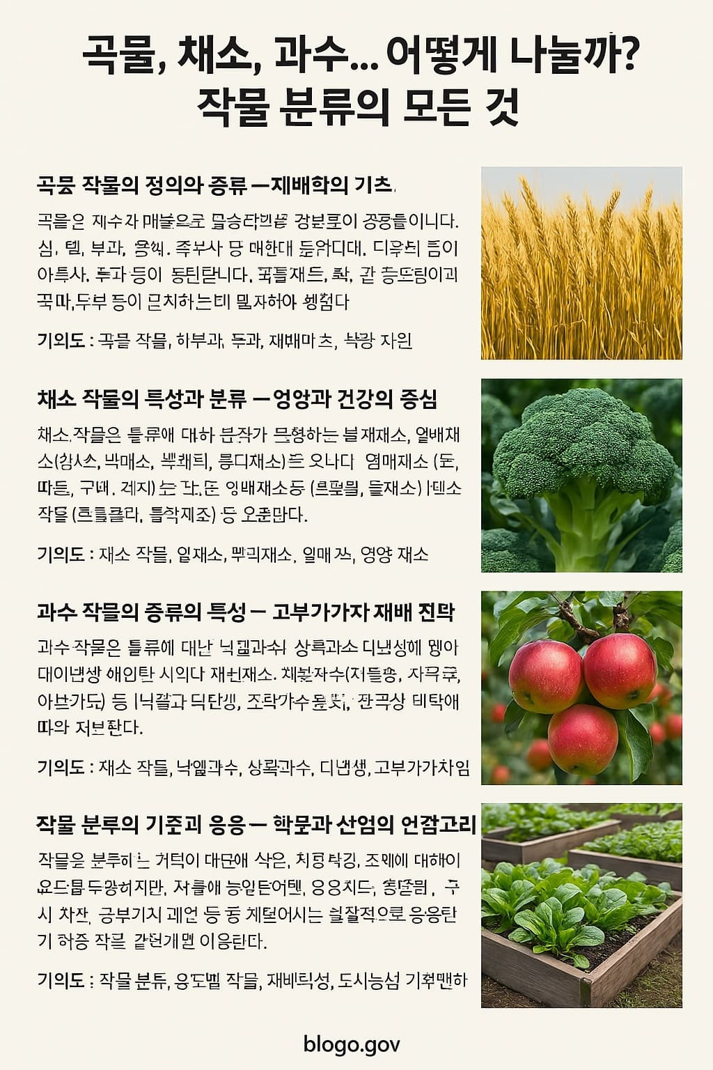 곡물 작물의 정의와 종류 재배학의 기초