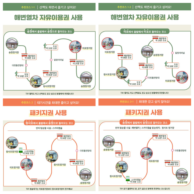 해운대 블루라인파크 해변열차와 스카이캡슐 이용요금 주차장 미포정거장 송정정거장 안내