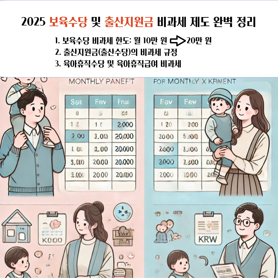 2025 보육수당 출산지원금 육아휴직수당 비과세 제도 완벽 정리