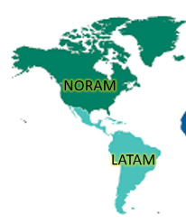 NORAM의 범위. '멕시코'가 포함되기도, 안 되기도 한다.