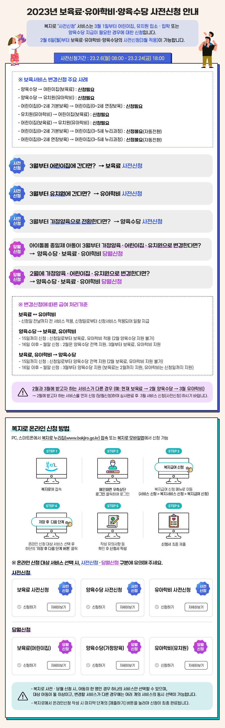 2023년 보육료 유아학비 양육수당 사전신청 개시 자주 묻는 질문과 답변faq
