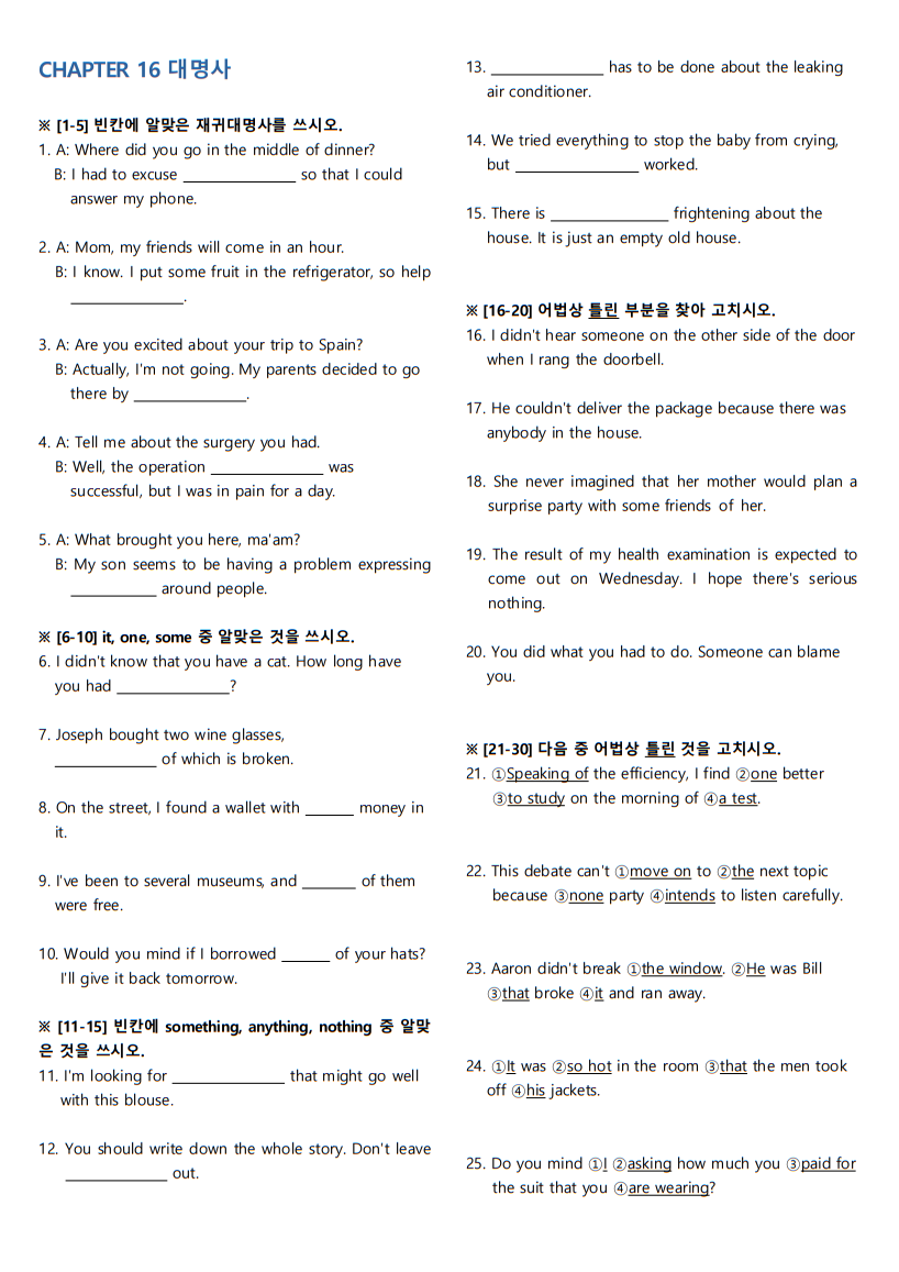 문법 종합 대명사 중등 고등 영어 문법 문제 모음 Pdf 다운 Grammia