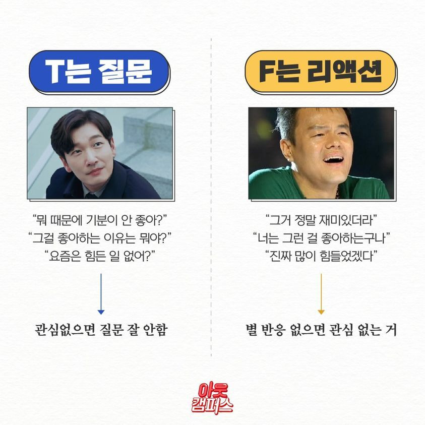 T와 F차이. MBTI 구분법