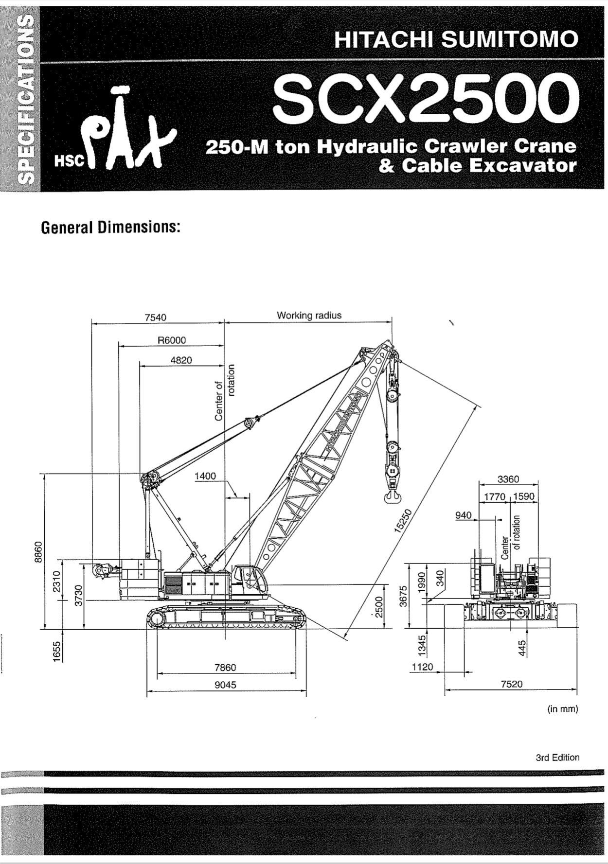 [매뉴얼] Hitachi Sumitomo SCX 2500 250t w Cable Exvator, w Luffing Tower ...
