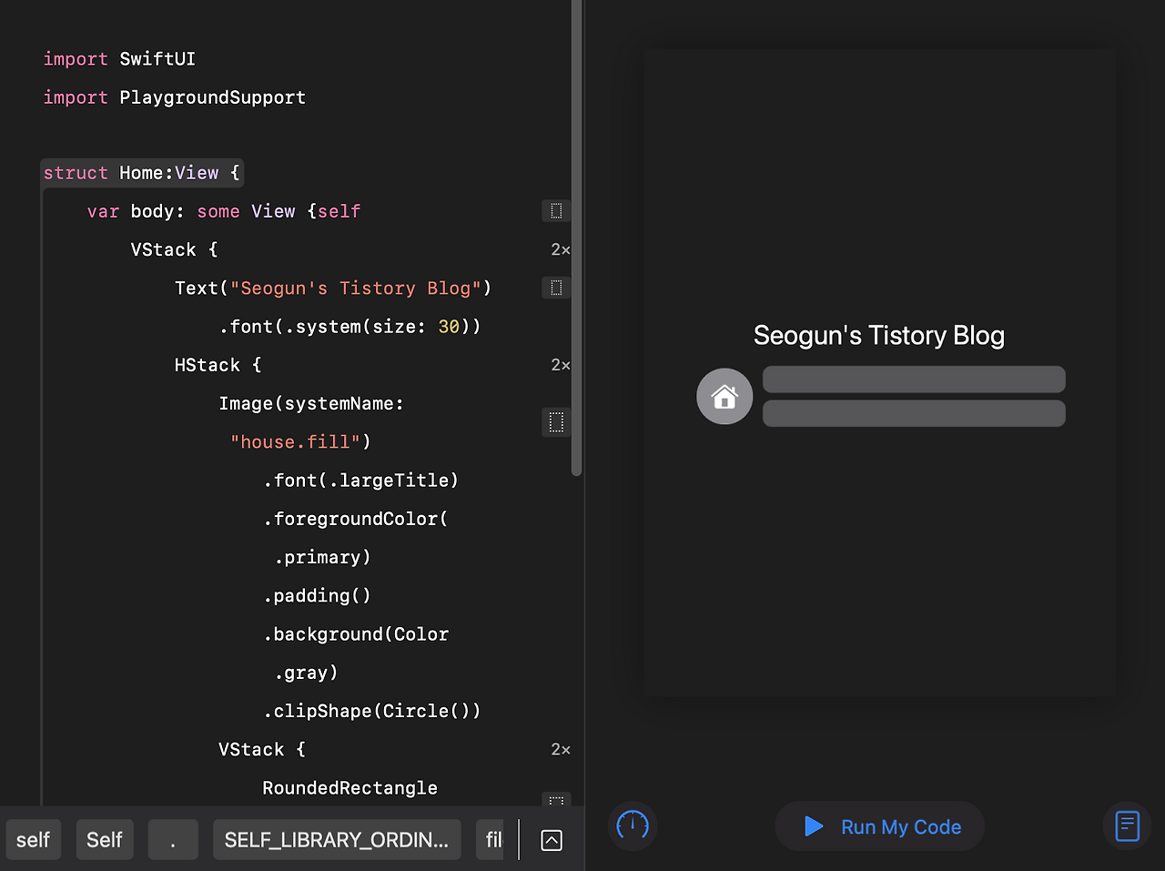iPad에서 Playground를 통해 SwiftUI 코드 작성