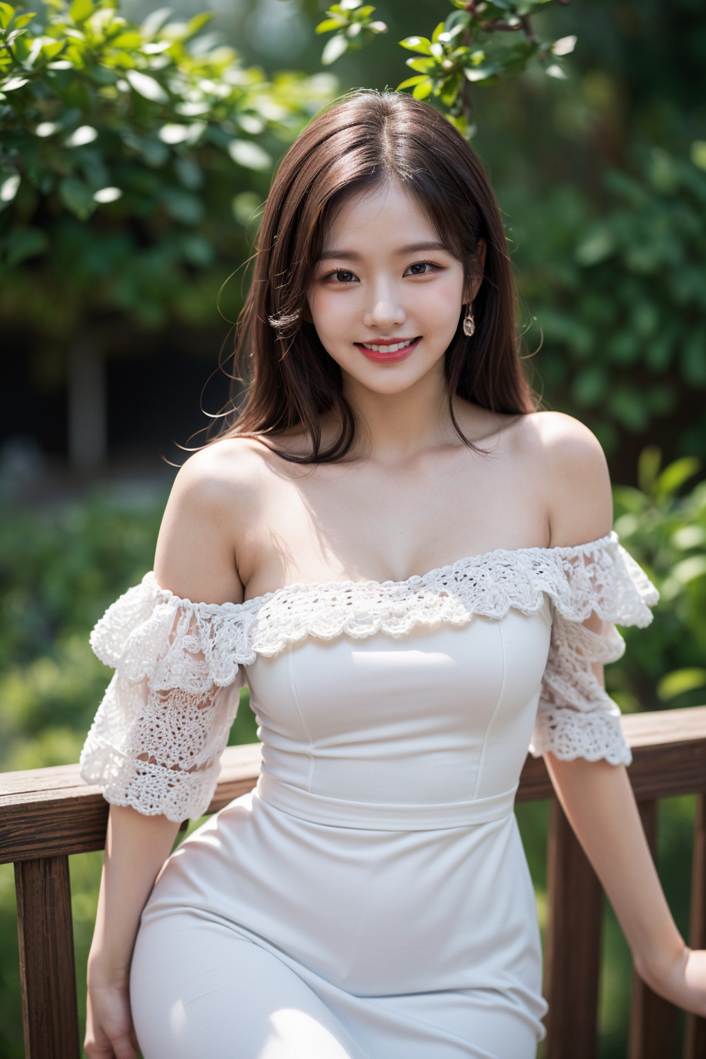 오프숄더 원피스 드레스 입은 여자모델