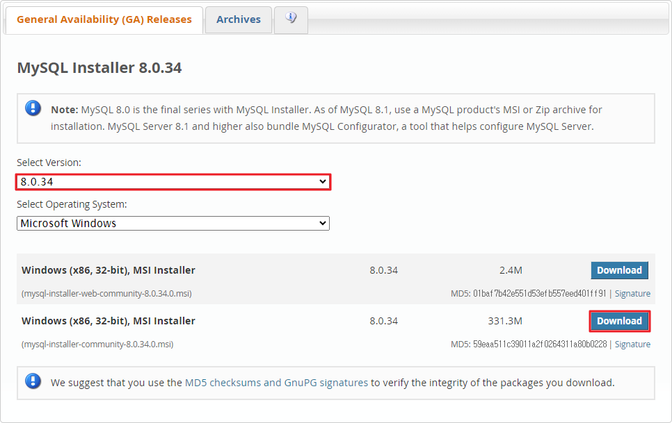 MySQL Server 8.0.34 & MySQL Workbench 8.0 설치