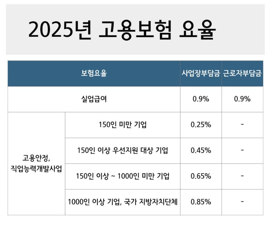 2025년도 4대 보험 요율 2024년과 비교 실제 적용사례