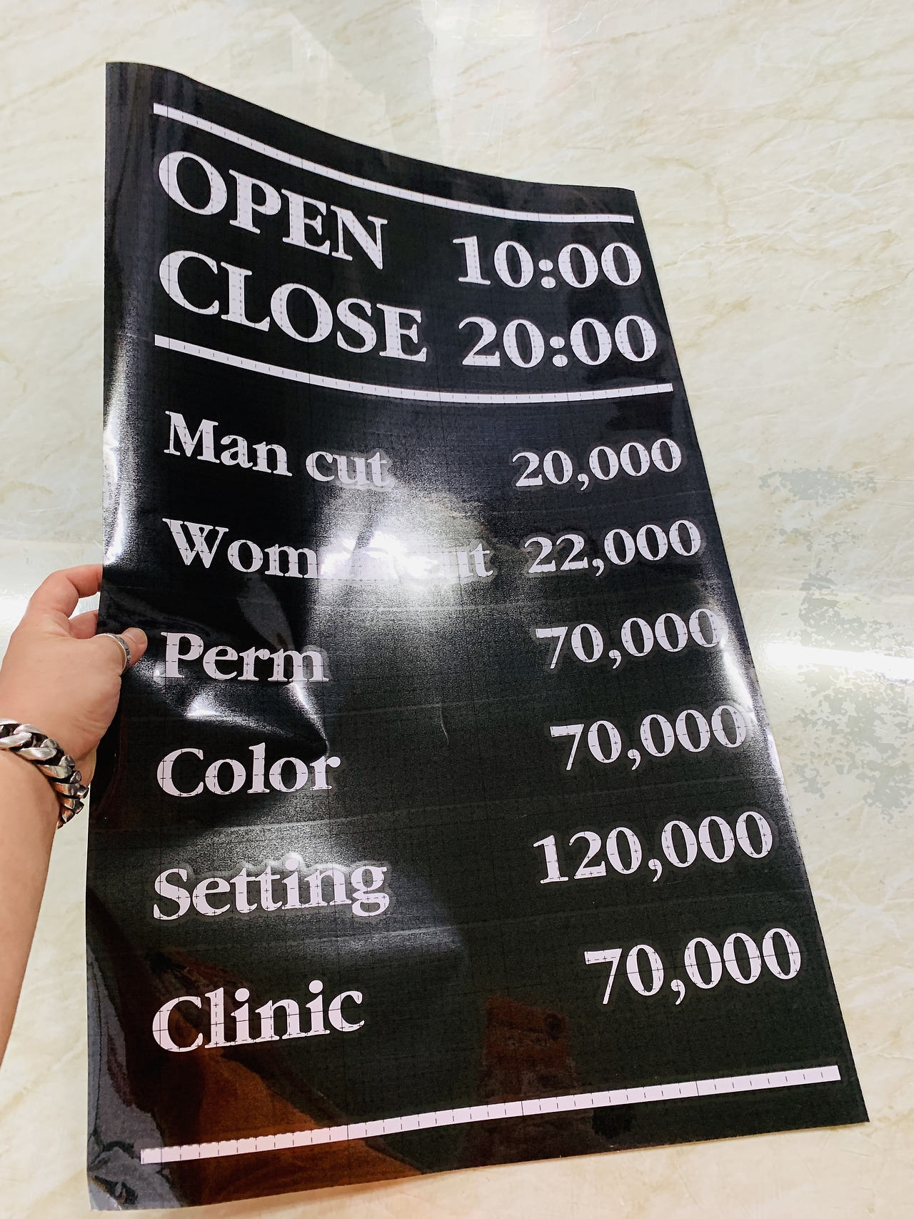 미용실 유리창스티커 골드시트지 가게스티커 시트컷팅 오픈클로즈 로고 디자인제작 가격표 입구 거울 광고 홍보
