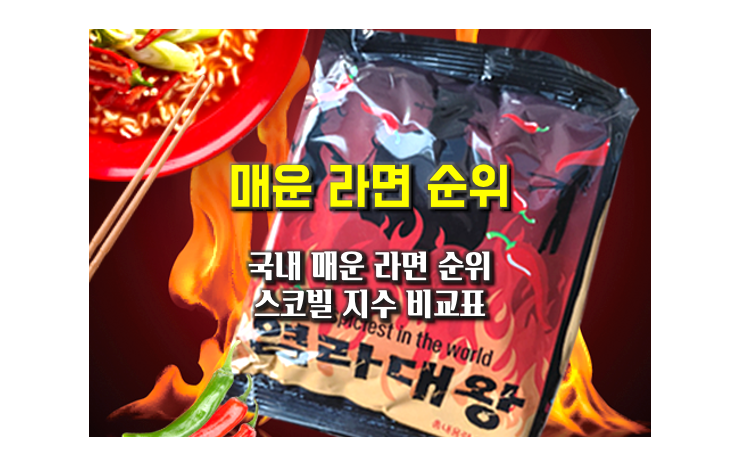 국내 매운 라면 순위 매운 맛 스코빌 지수 비교