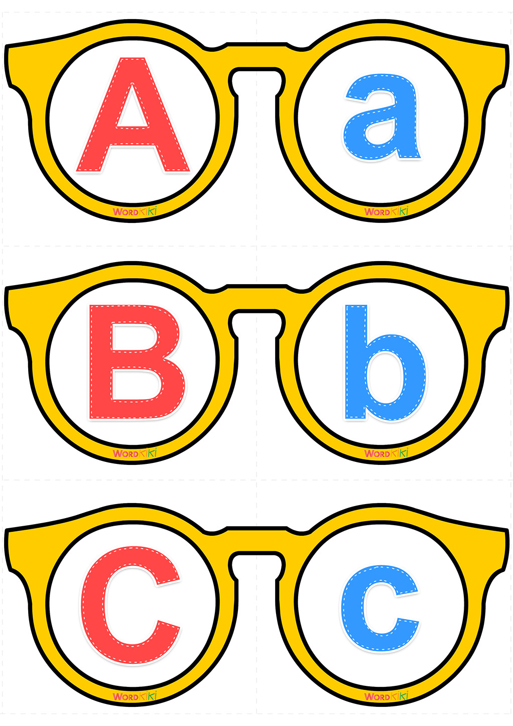알파벳카드 9장 알파벳 대소문자 안경 플래시카드 Alphabet Letter Flashcards