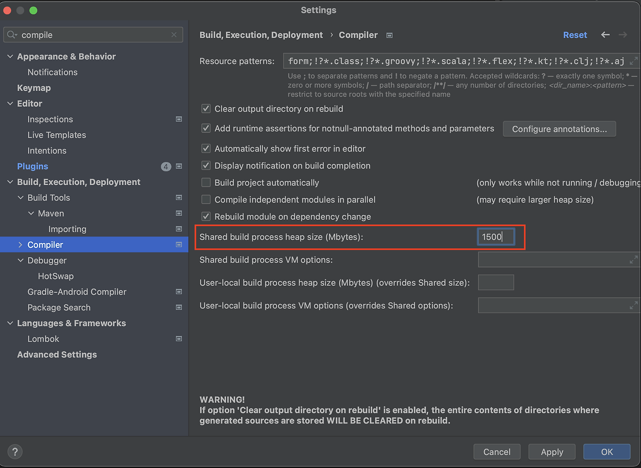 IntelliJ에서 Java heap space 부족으로 인한 OutOfMemory 에러