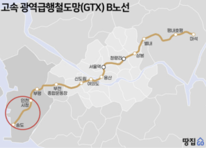 Gtx B노선 개통 착공 노선도 춘천 부평 수인선 청학역 수혜지역