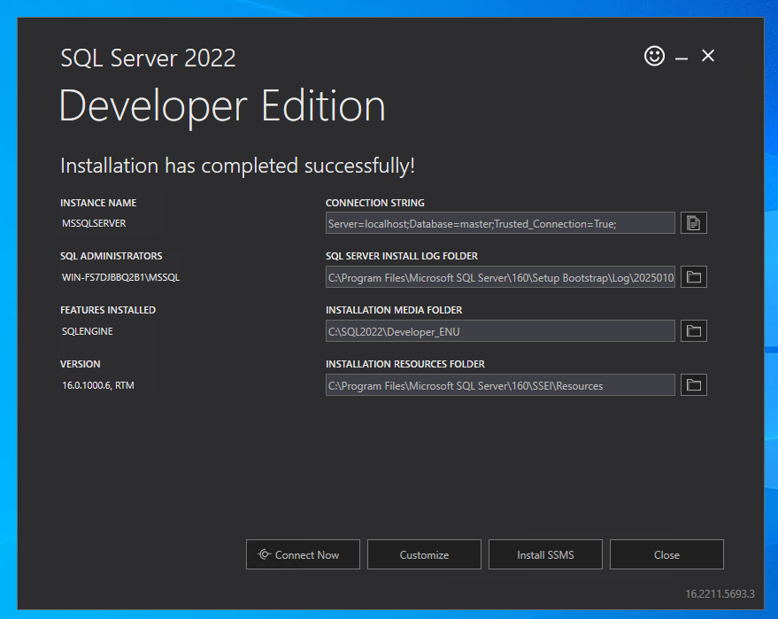 MSSQL 2022 설치 :: 반달