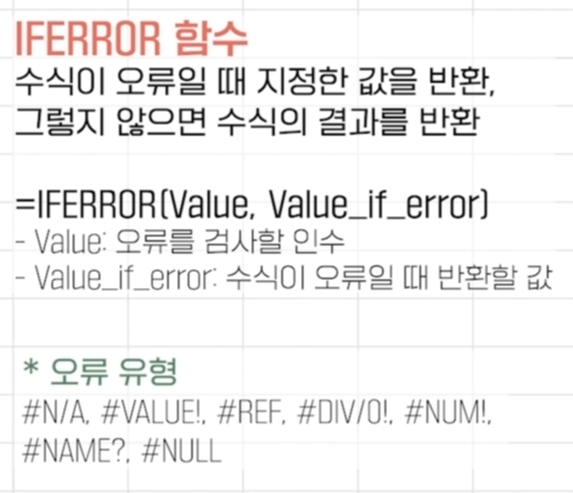 Iferror 함수 Div0 Na Ref 오류 안 보이도록 하려면 이 함수 사용하면 됩니다 짤막한 강좌