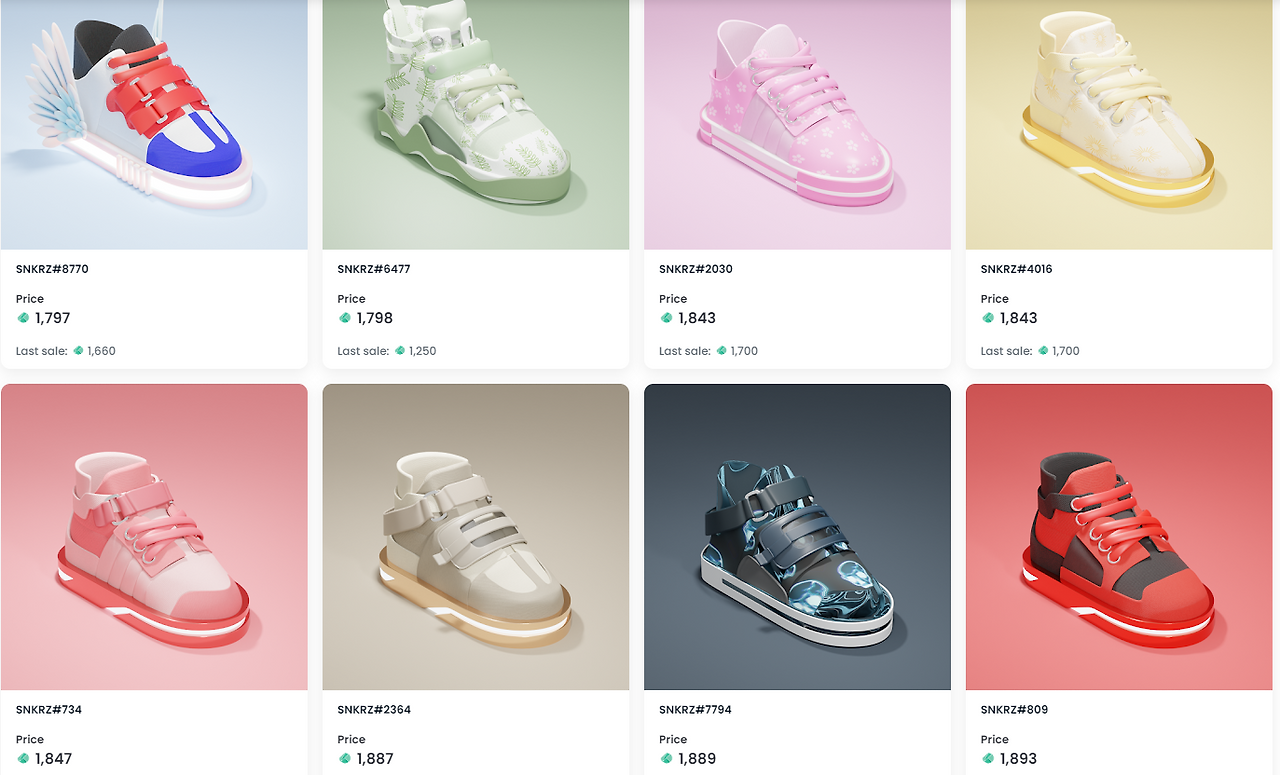 [코인] M2E NFT 더스니커즈(SNKRZ) 신발 종류에 따른 가격 후기 (워킹, 조깅, 러닝, 볼트, 언리밋) - 재능없는 유부남