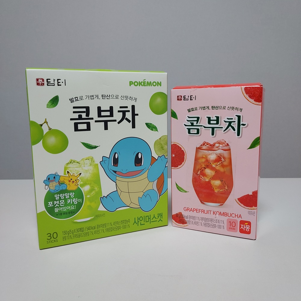 인스턴트 콤부차 담터 콤부차 샤인머스캣과 자몽 Vs 티젠 파인애플 콤부차