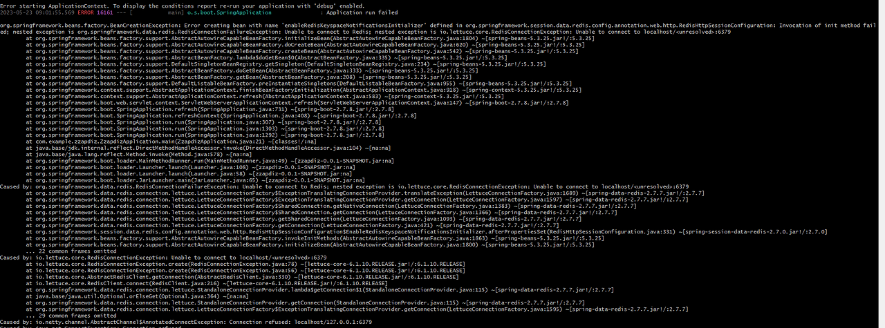 [에러] Unable to connect to Redis: nested exception is io.lettuce.core.RedisConnectionException ...