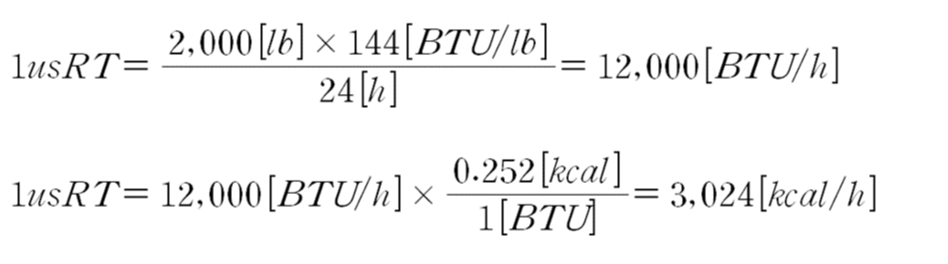RT(냉동톤), usRT(미국냉동톤), CRT(냉각톤), 제빙톤 개념 정리
