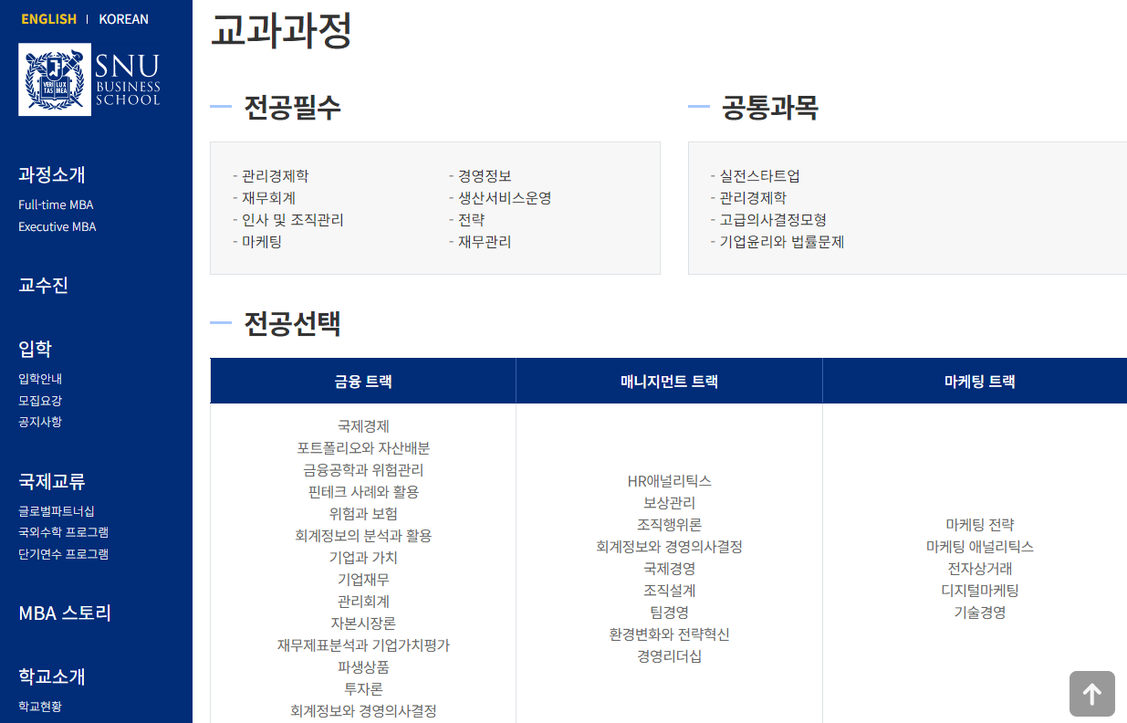 서울대 Mba 프로그램 총정리 학제 주제 및 커리큘럼 비교 특장점 및 후기﻿