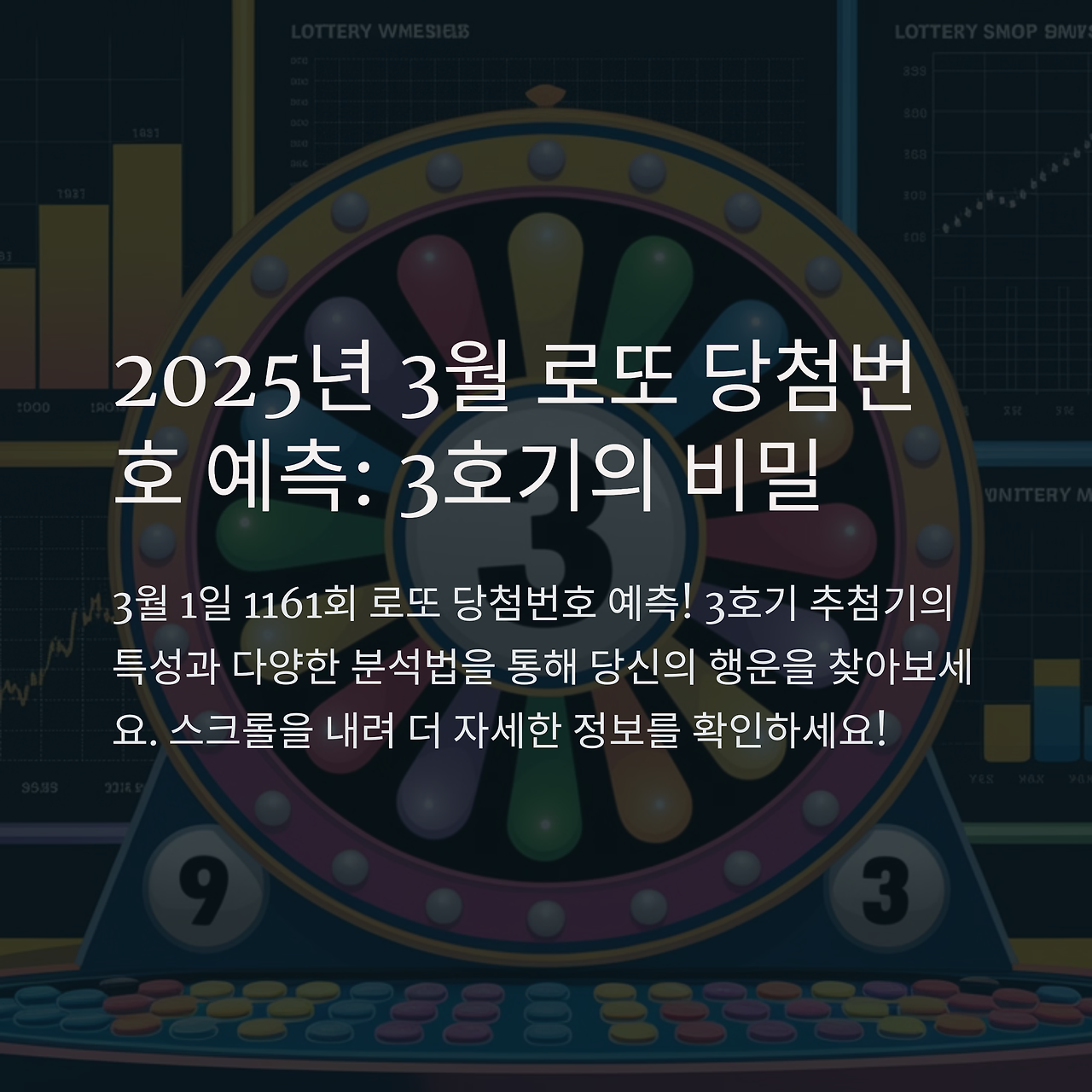 1161회 로또번호 3호기 추첨기 모의번호 로또 1등 번호 분석 3월 고정수 제외수 공개 로또 1161회 당첨 예상번호 추천