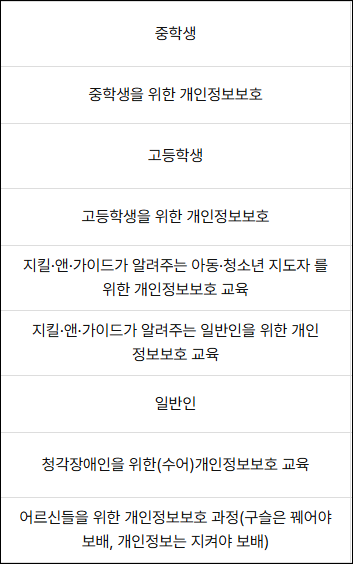 개인정보배움터 사이트 바로가기교육신청 방법