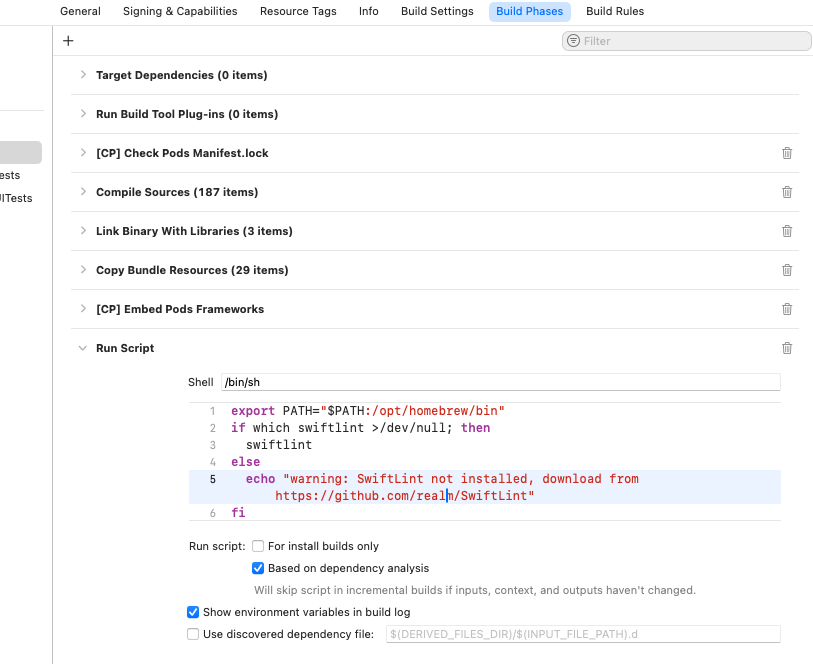 [SwiftLint] Xcode에서 프로젝트에 lint 적용하기.