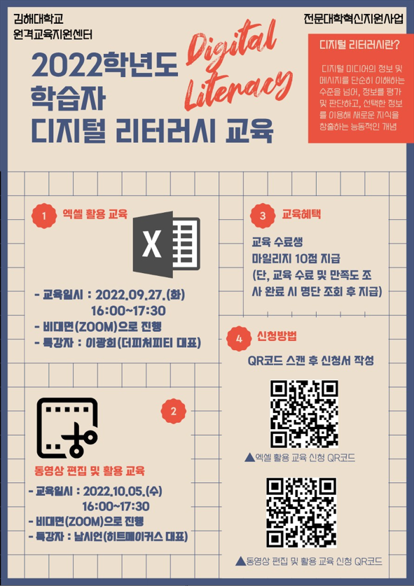 학습자 디지털 리터러시 교육 동영상 기획 및 편집 활용 강의 김해대학교