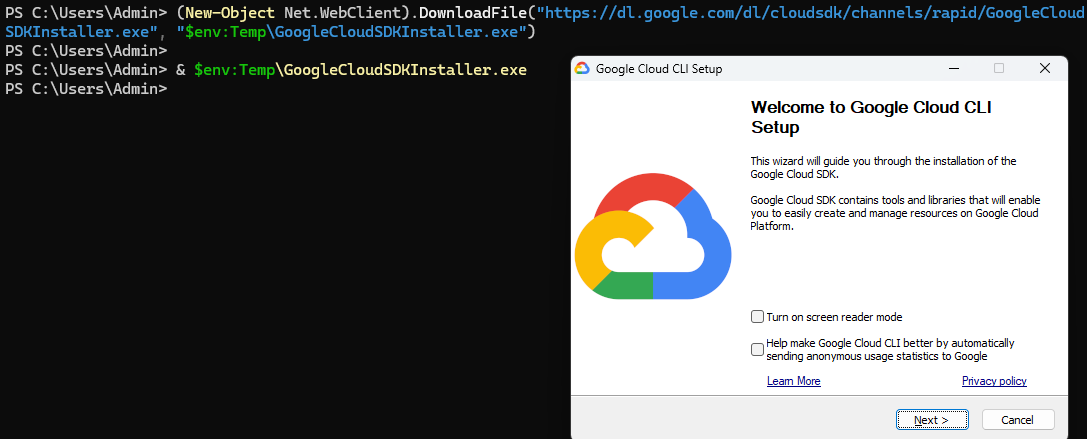 Windows 11 gcloud CLI 환경셋팅(설치방법, 로그인)