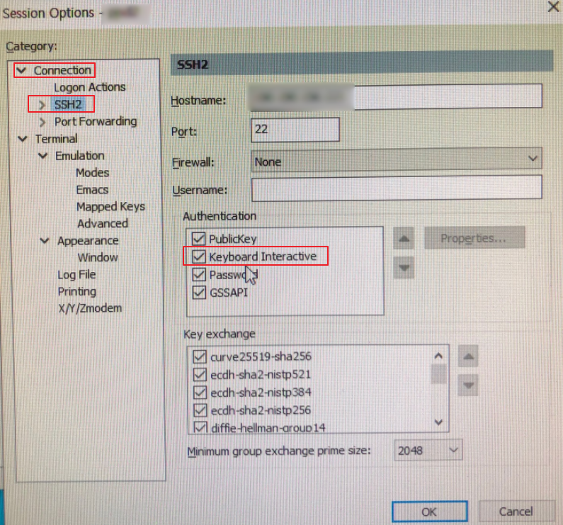 [SecureCRT] Keyboard interactive authentication with the SSH2 server failed 메세지 발생 시 해결 방법