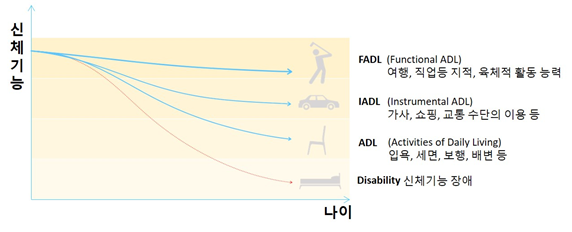 노인의 일상생활 수행 능력adl 도구적 일상생활 수행 능력iadl 기능적 일상생활 수행 능력fadl